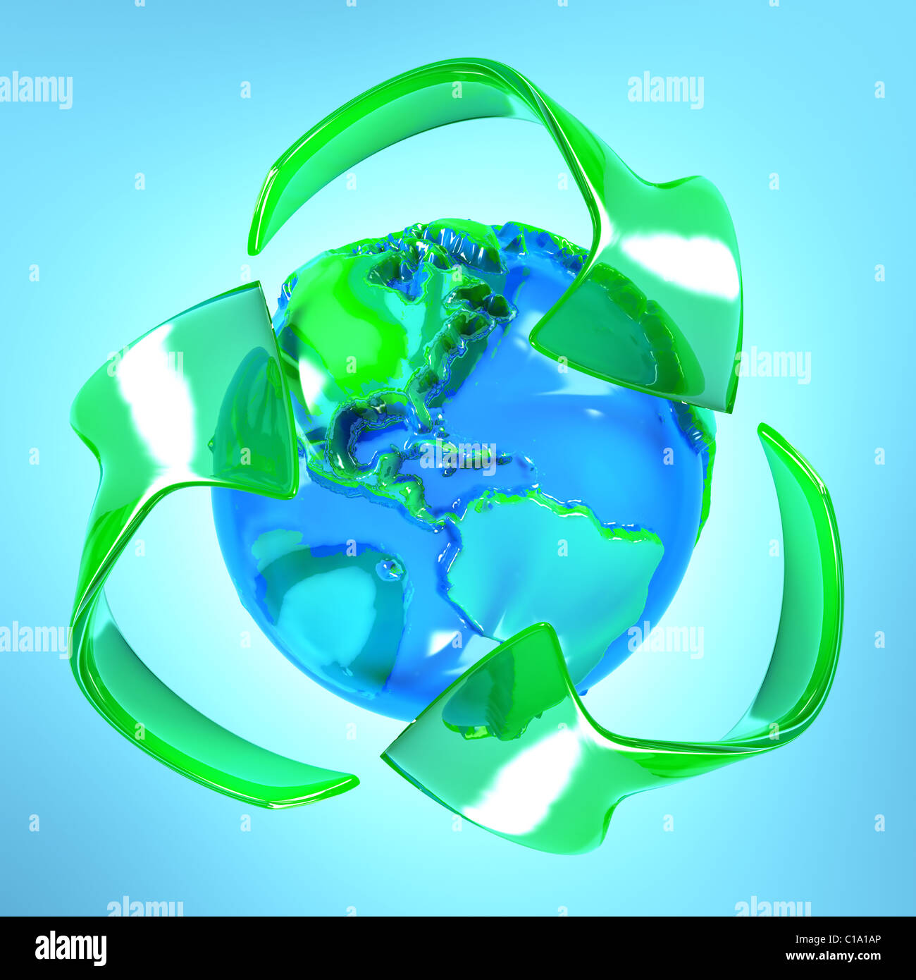 Recycle symbol with earth Stock Photo - Alamy