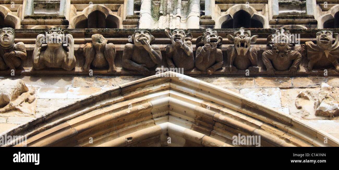 York Minster Grotesques above the south entrance, Yorkshire, England ...