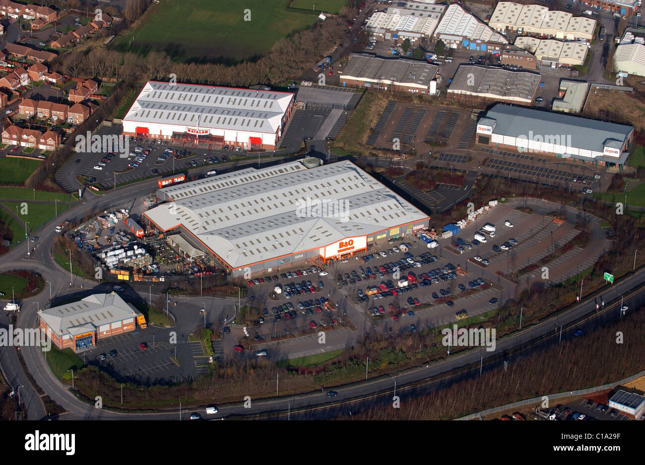 Aerial view of B&Q warehouse Springvale Industrial Park, Bilston, West ...