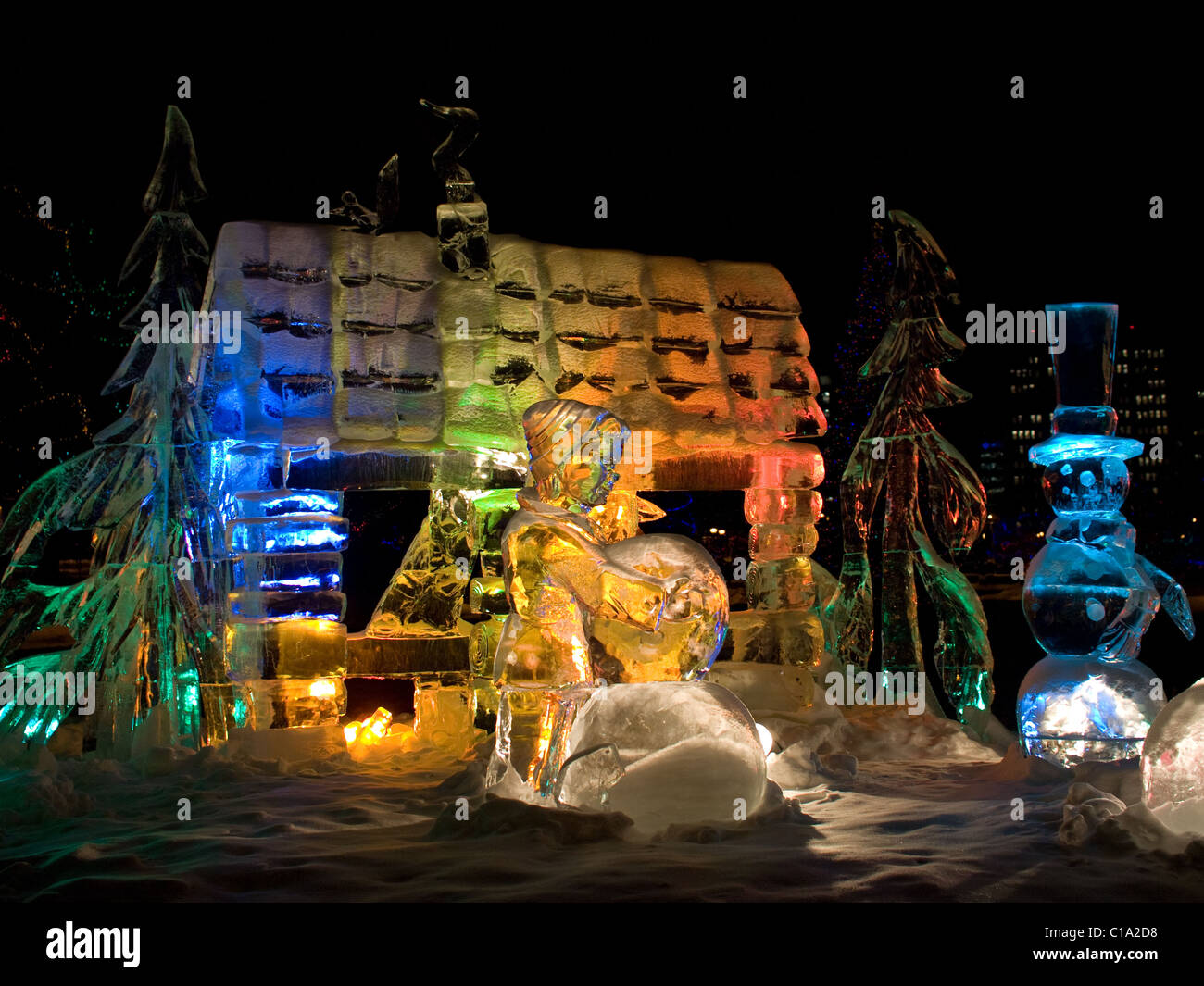 Alberta canada edmonton night sculpture hi-res stock photography and ...