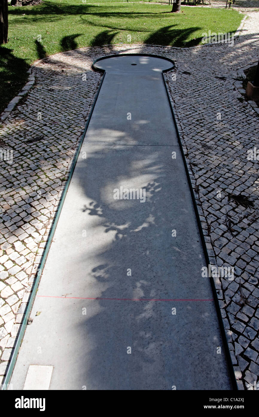 View of an equipment on a public park for the practice of mini-golf ...