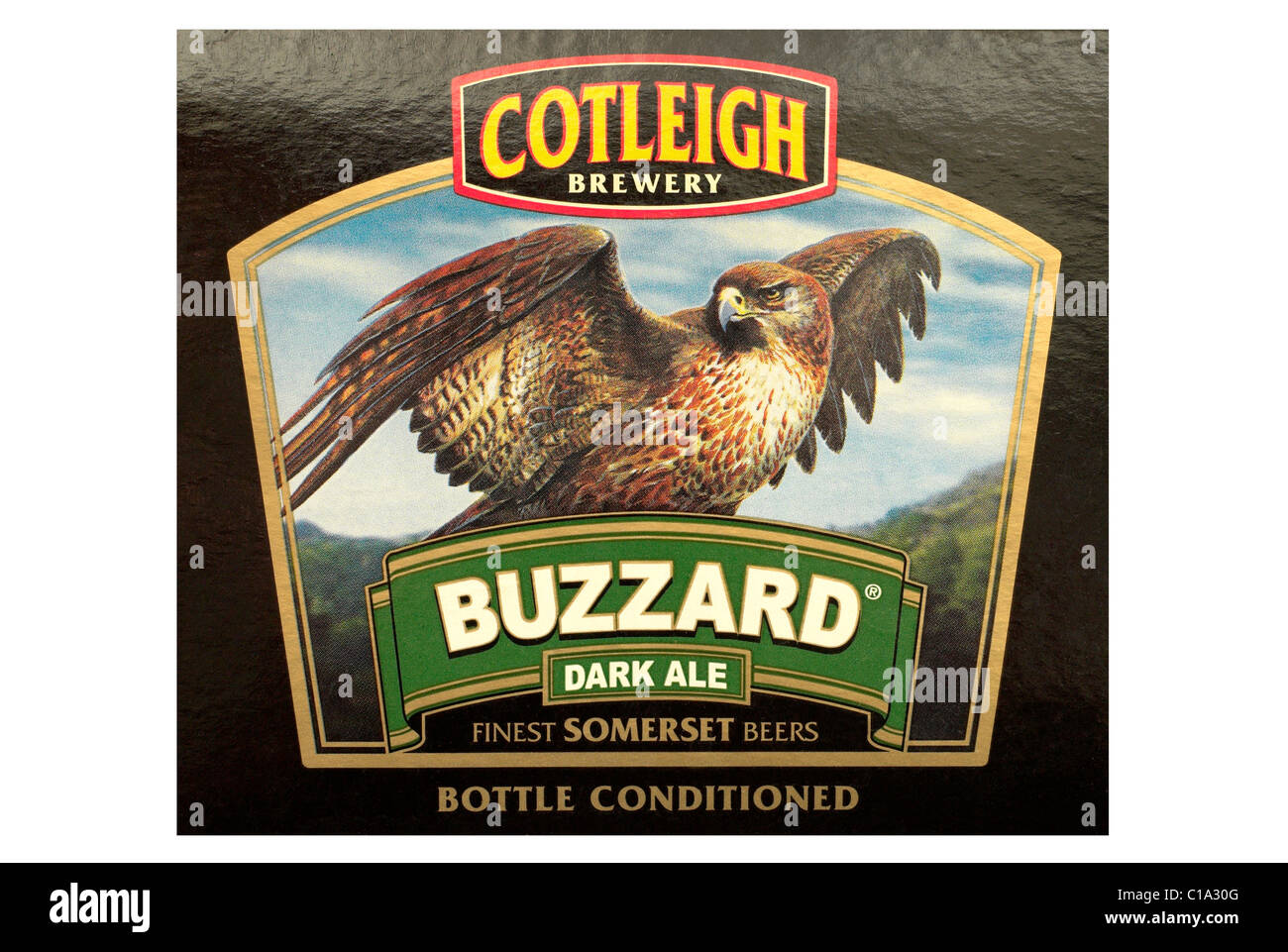 Cotleigh Buzzard Dark Ale bottle label - current @ 2010 Stock Photo - Alamy