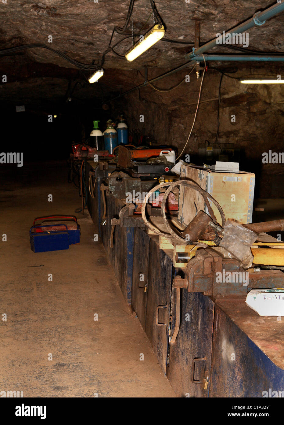 Underground workshop in a mine Stock Photo - Alamy