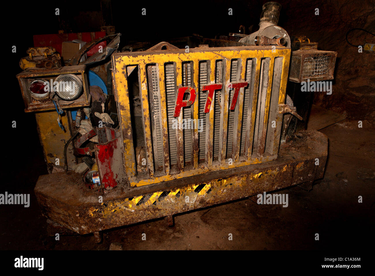 Abandoned mining equipment in a mine Stock Photo - Alamy