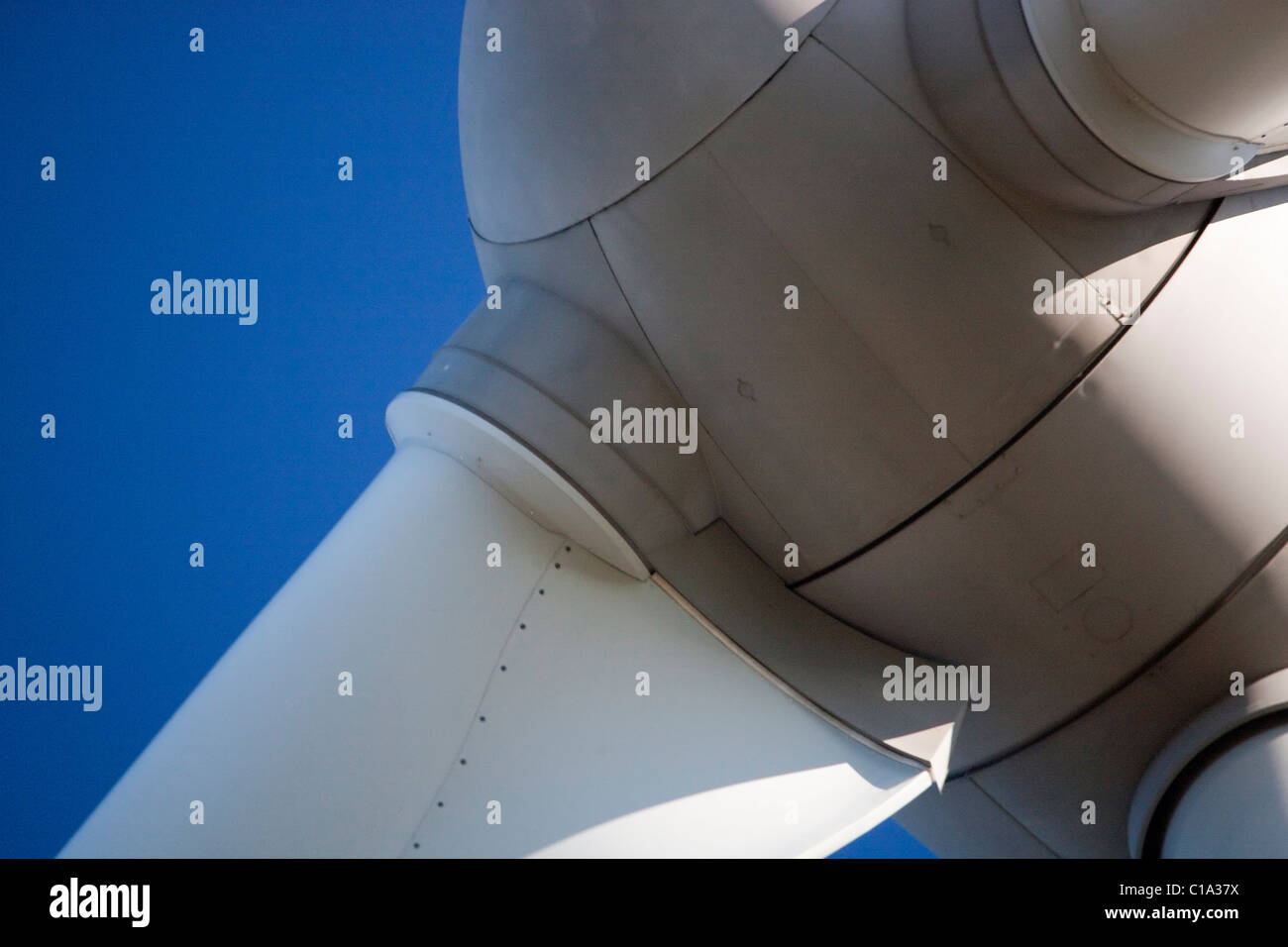 Close up view of the turbine of an eolic energy generator windmill ...