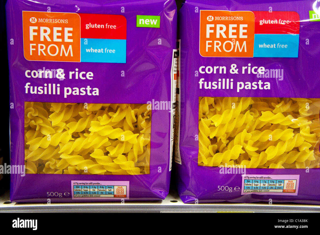 Wheat and Gluten free corn and rice pasta Stock Photo - Alamy