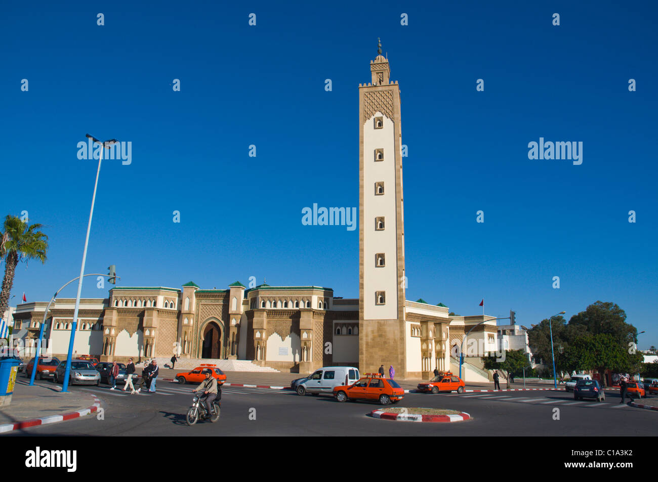 Traffic in front of Mohammed V mosque Nouveau Talborjt district Agadir ...