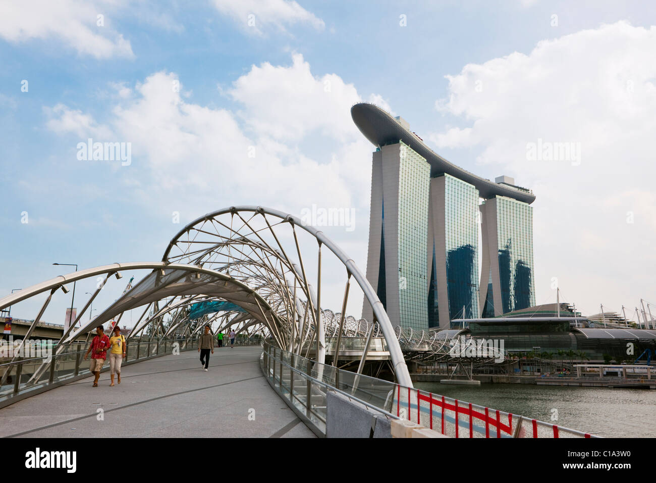 The Helix Bridge and Marina Bay Sands Singapore. Marina Bay, Singapore ...