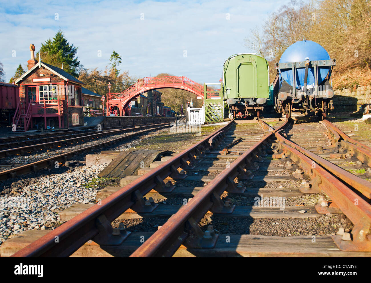 Old traditional railway rolling stock on a siding Stock Photo - Alamy