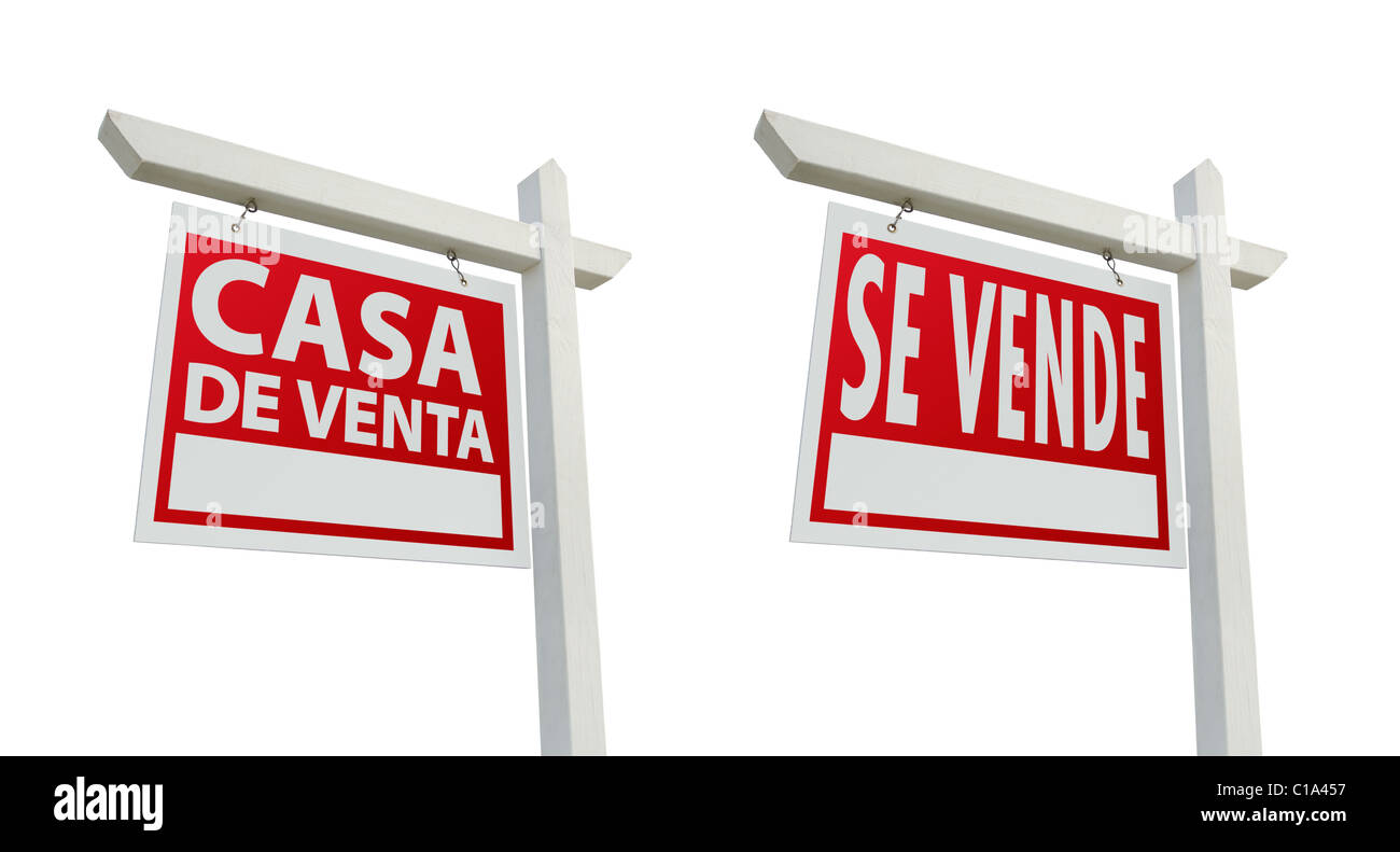 Two Spanish House For Sale Real Estate Signs with Clipping Paths ...
