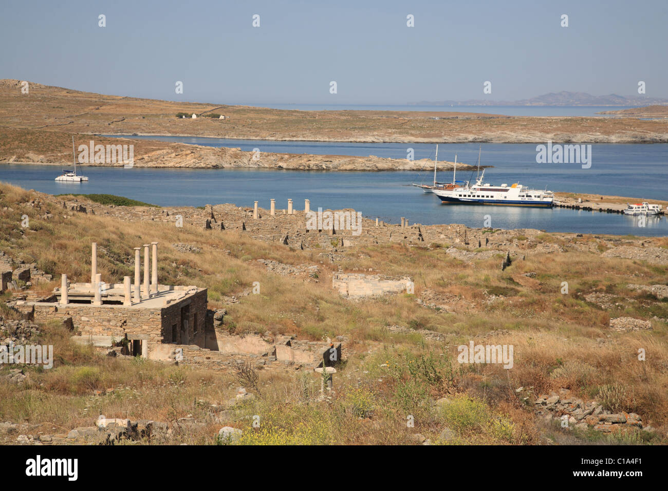 View of Sacred Harbour and House of Hermes, from lower slops of Mt ...
