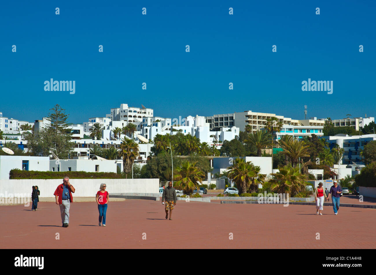 People walking towards the beach Agadir the Souss southern Morocco ...