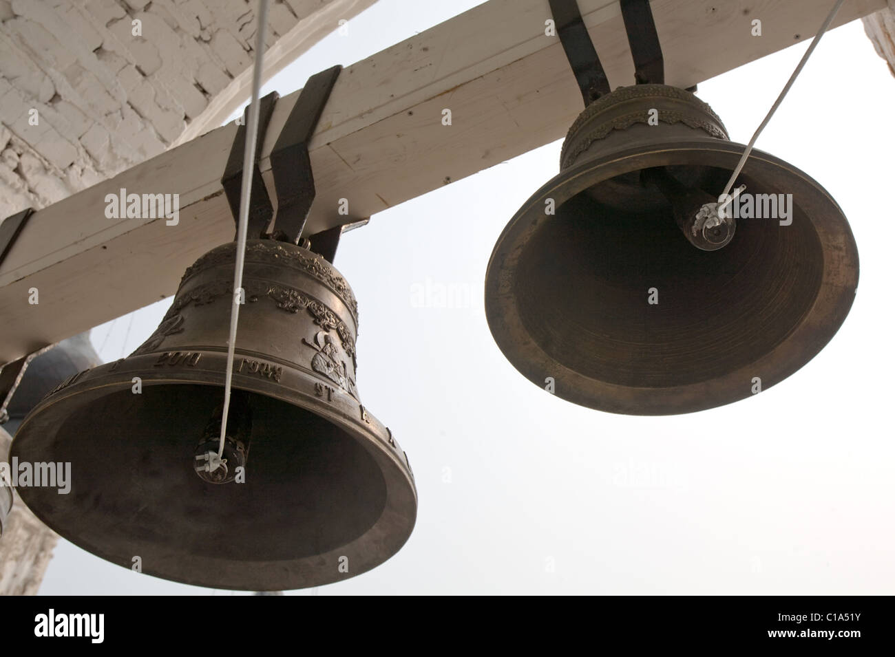 two bells of old Russian church Stock Photo - Alamy