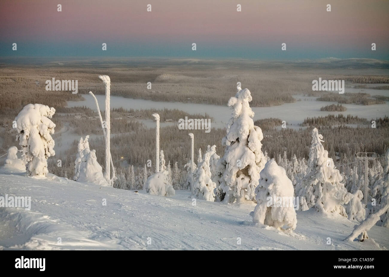 winter landscape of mountain ski resort, Ruka, Finland Stock Photo - Alamy