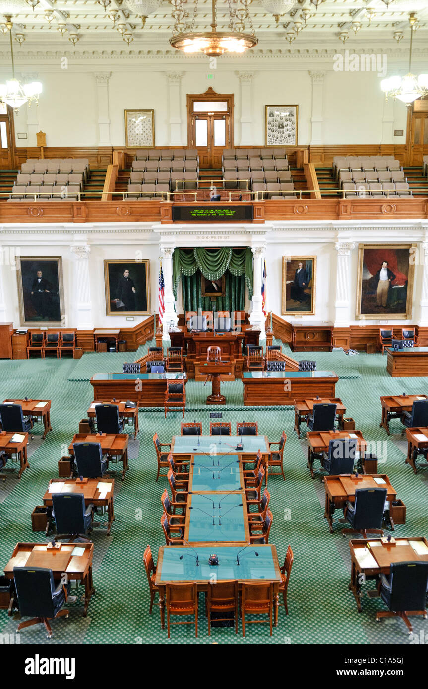 AUSTIN, Texas - Interior of the Senate chamber of the Legislature of ...