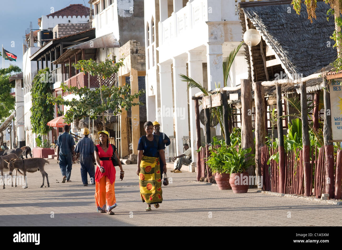 Foreshore scene, Old Stone Town, Lamu, Kenya Stock Photo - Alamy