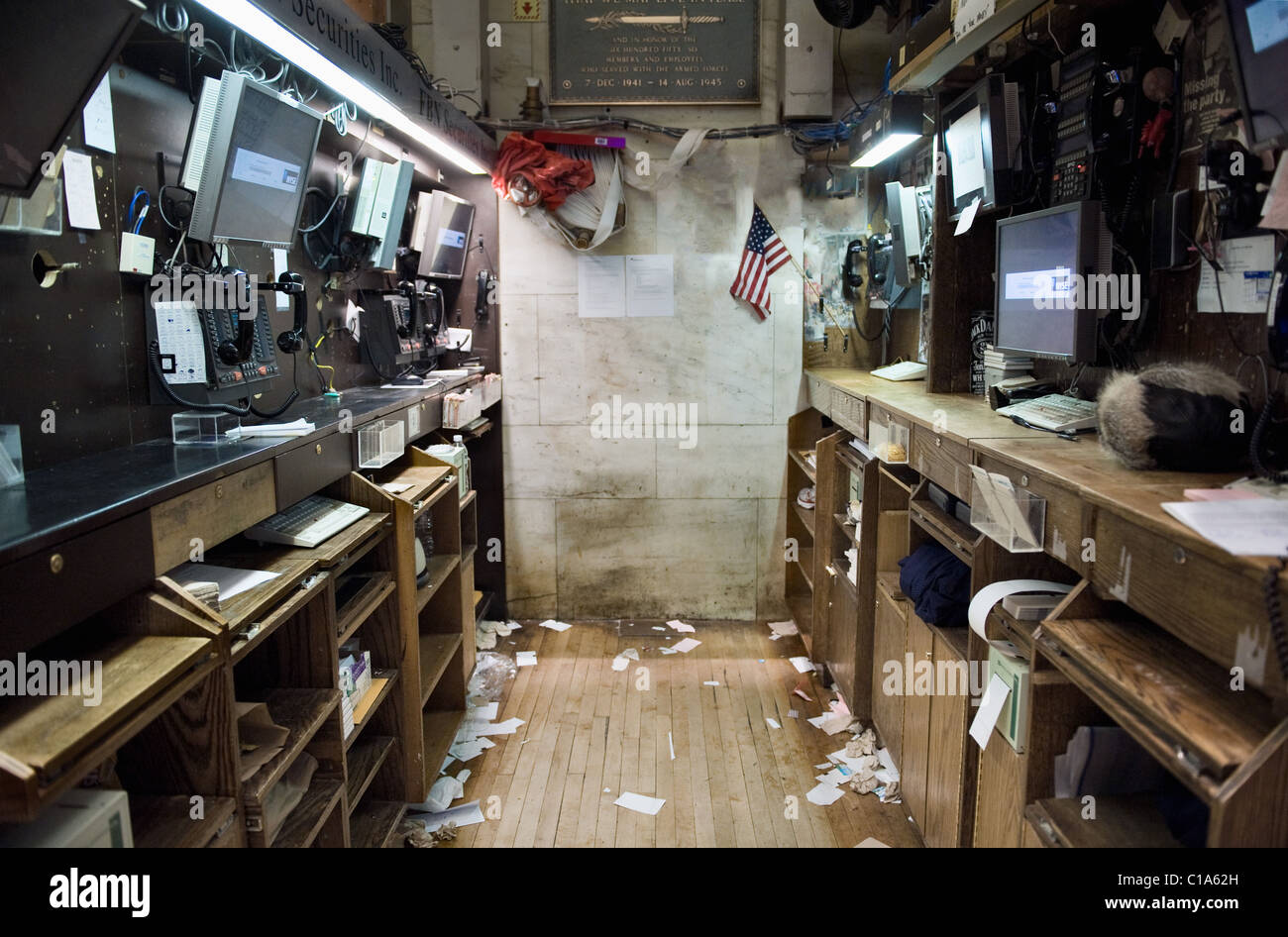 The empty Trading Floor of the NYSE after the market has closed Stock ...