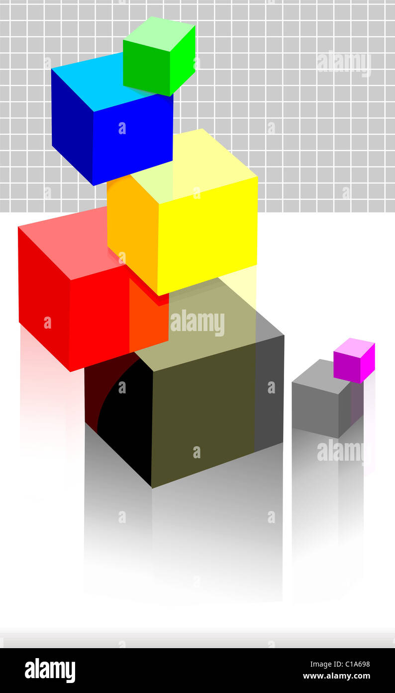 different colour cubes Stock Photo - Alamy