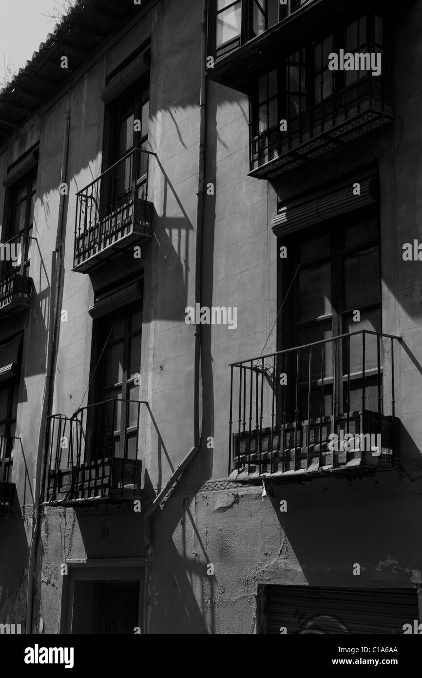Residential apartment building balconies Black and White Stock Photos ...