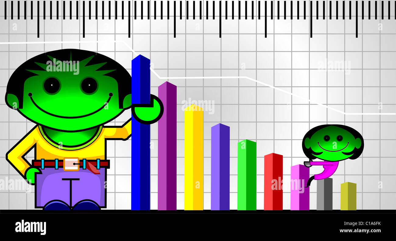 boy and girl with graph Stock Photo - Alamy