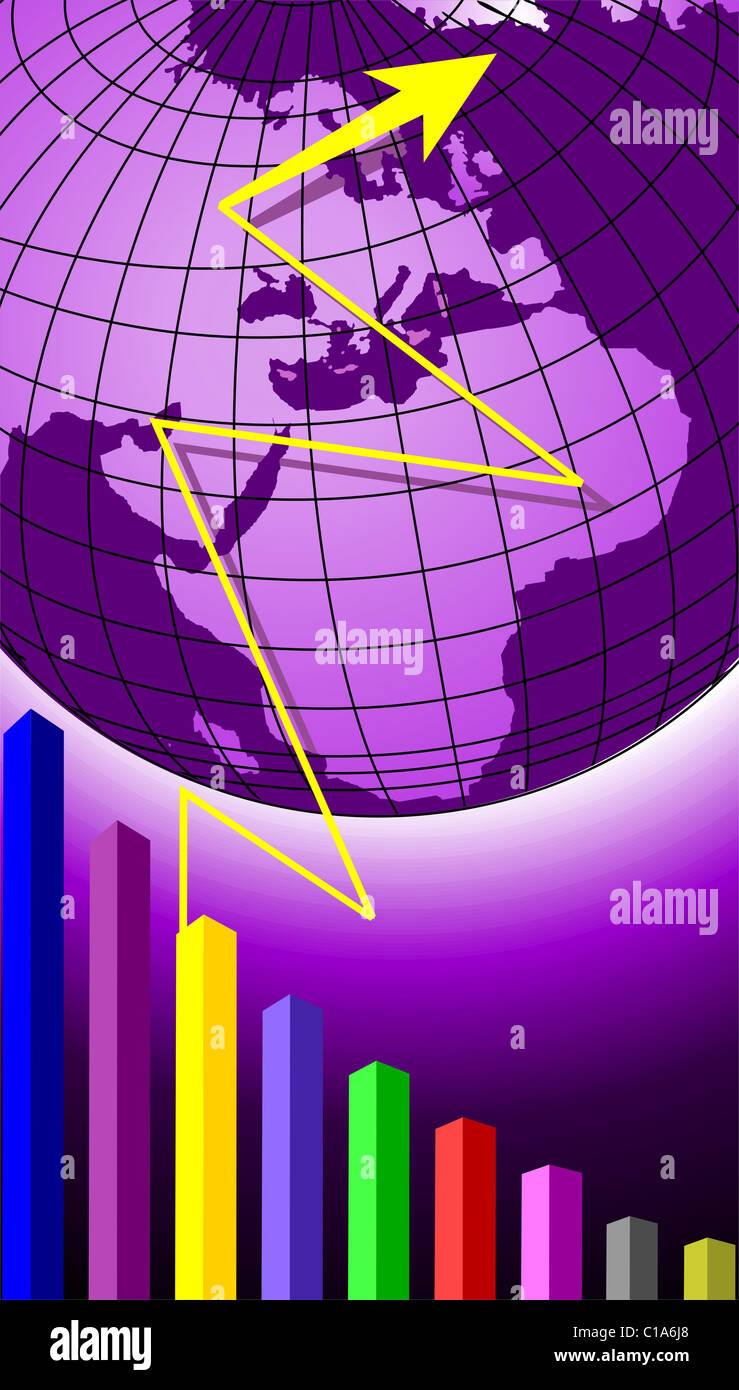 globe, arrow and graph Stock Photo - Alamy
