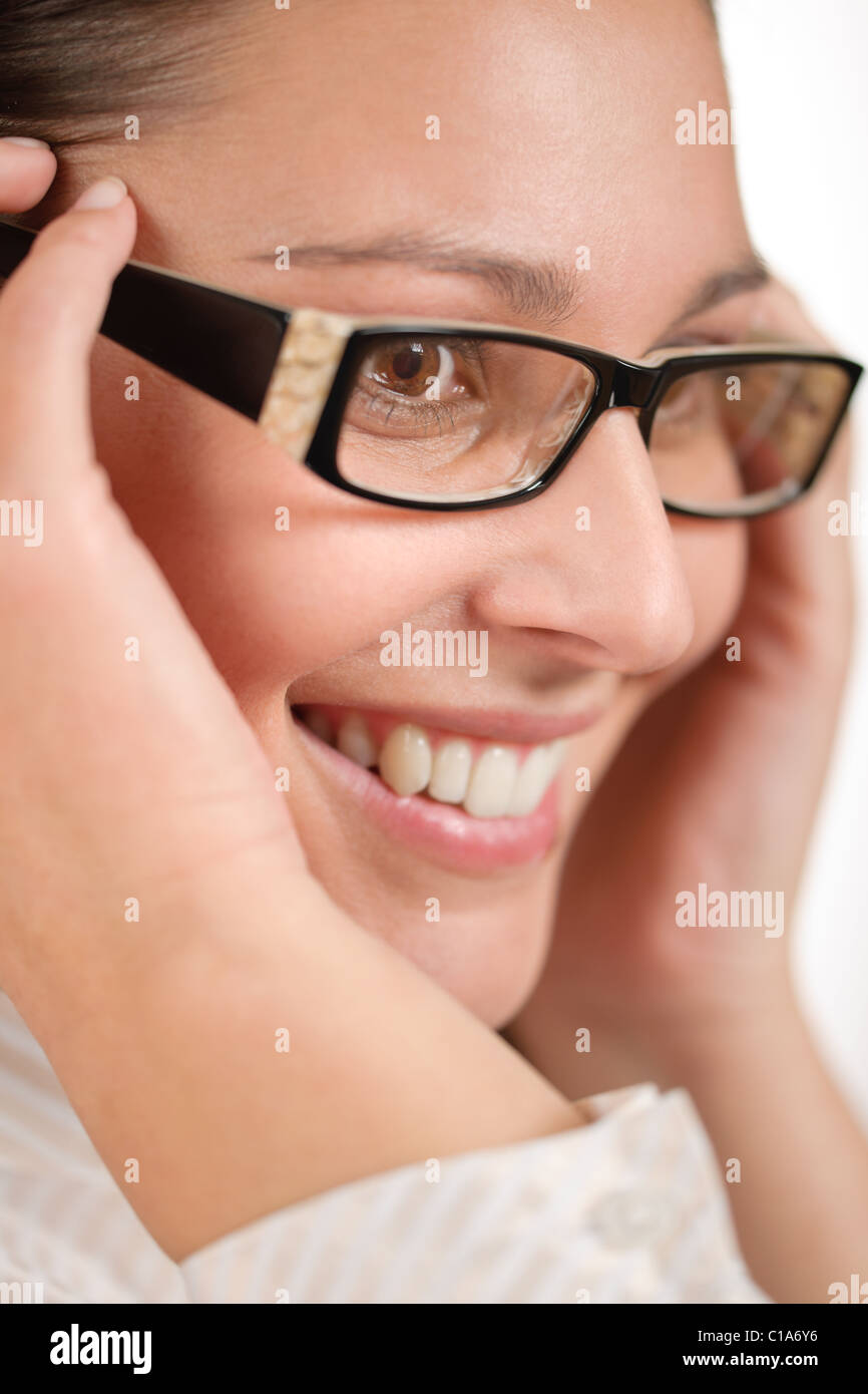 Designer glasses - portrait of trendy woman fashion Stock Photo - Alamy