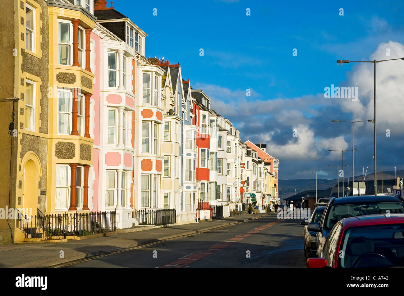 Row of colourful houses homes properties and guesthouses on the ...