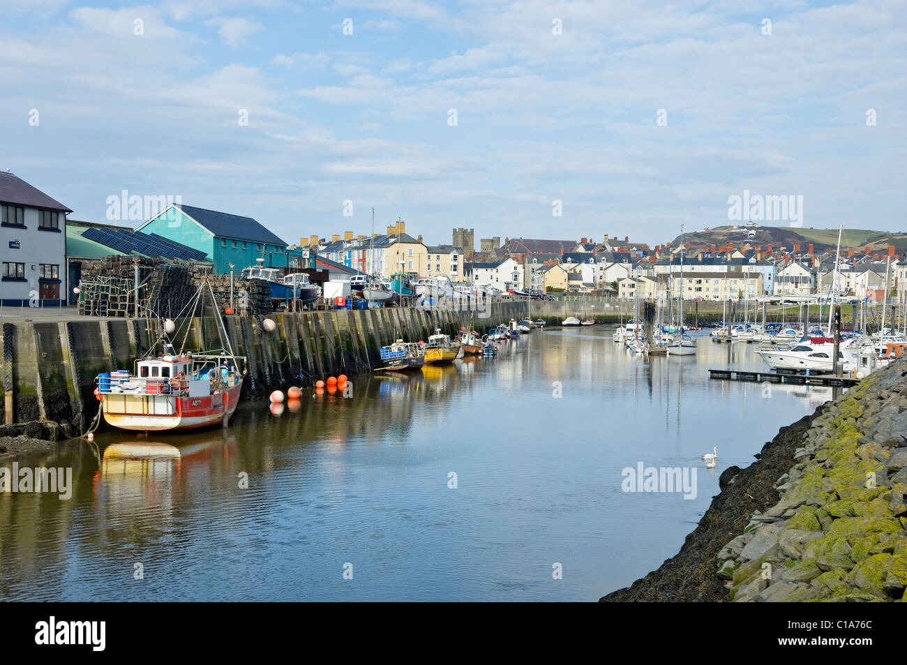 Boats boat in Aberystwyth harbour Marina Ceredigion Cardiganshire mid ...
