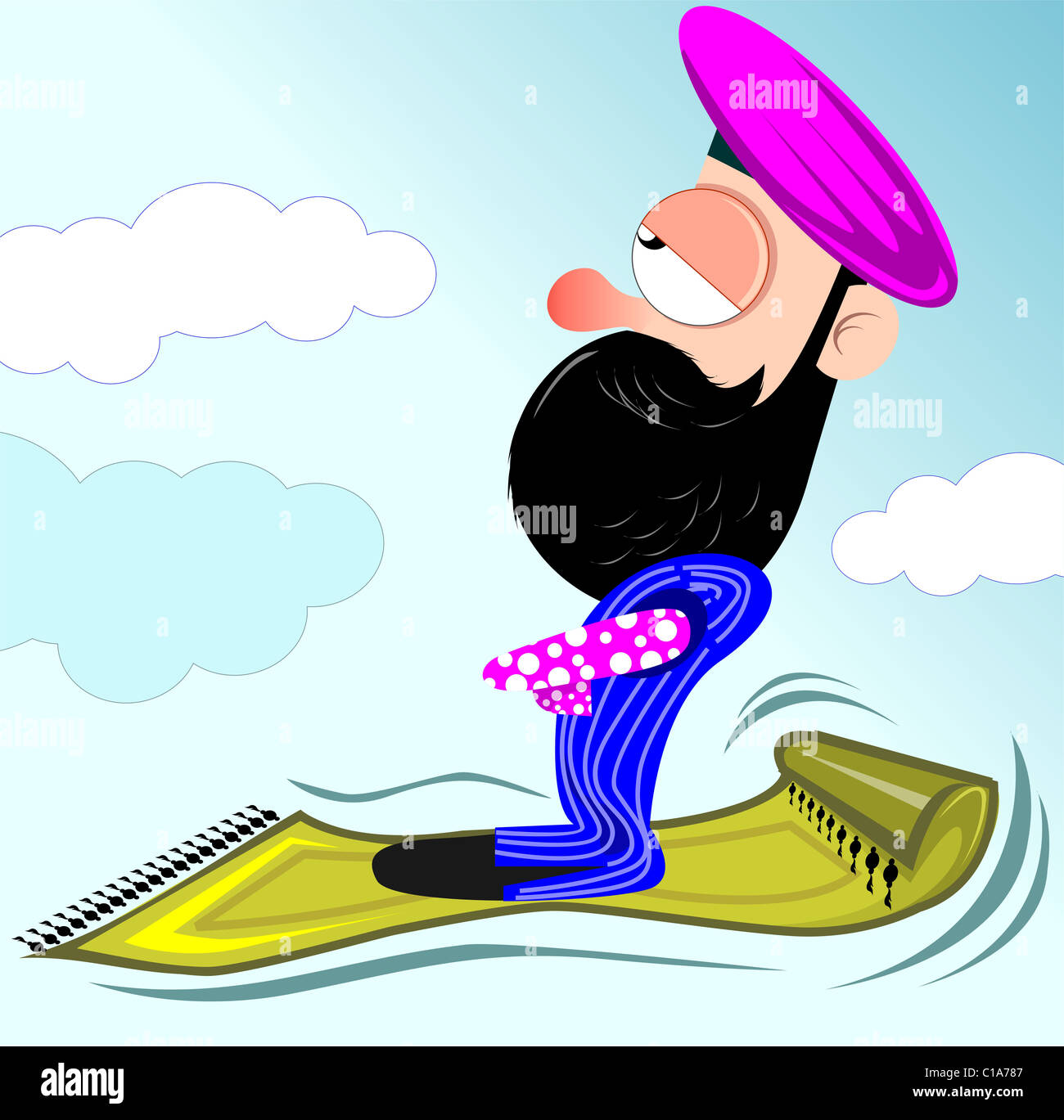 fantasy of a mat flying with a man Stock Photo - Alamy