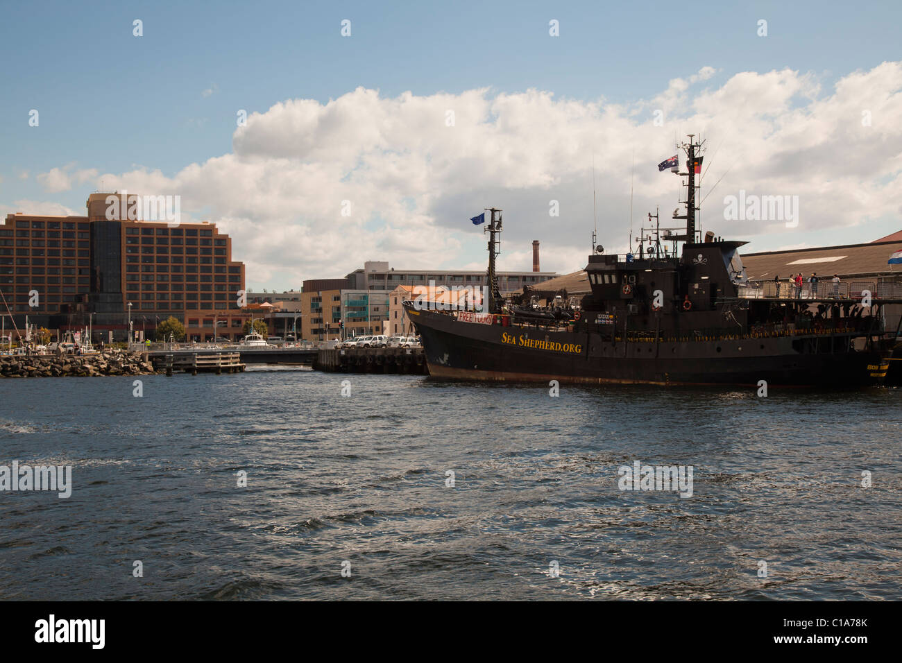 Sea Shepherd ship Bob Barker, berthed in Hobart, Tasmania Stock Photo ...