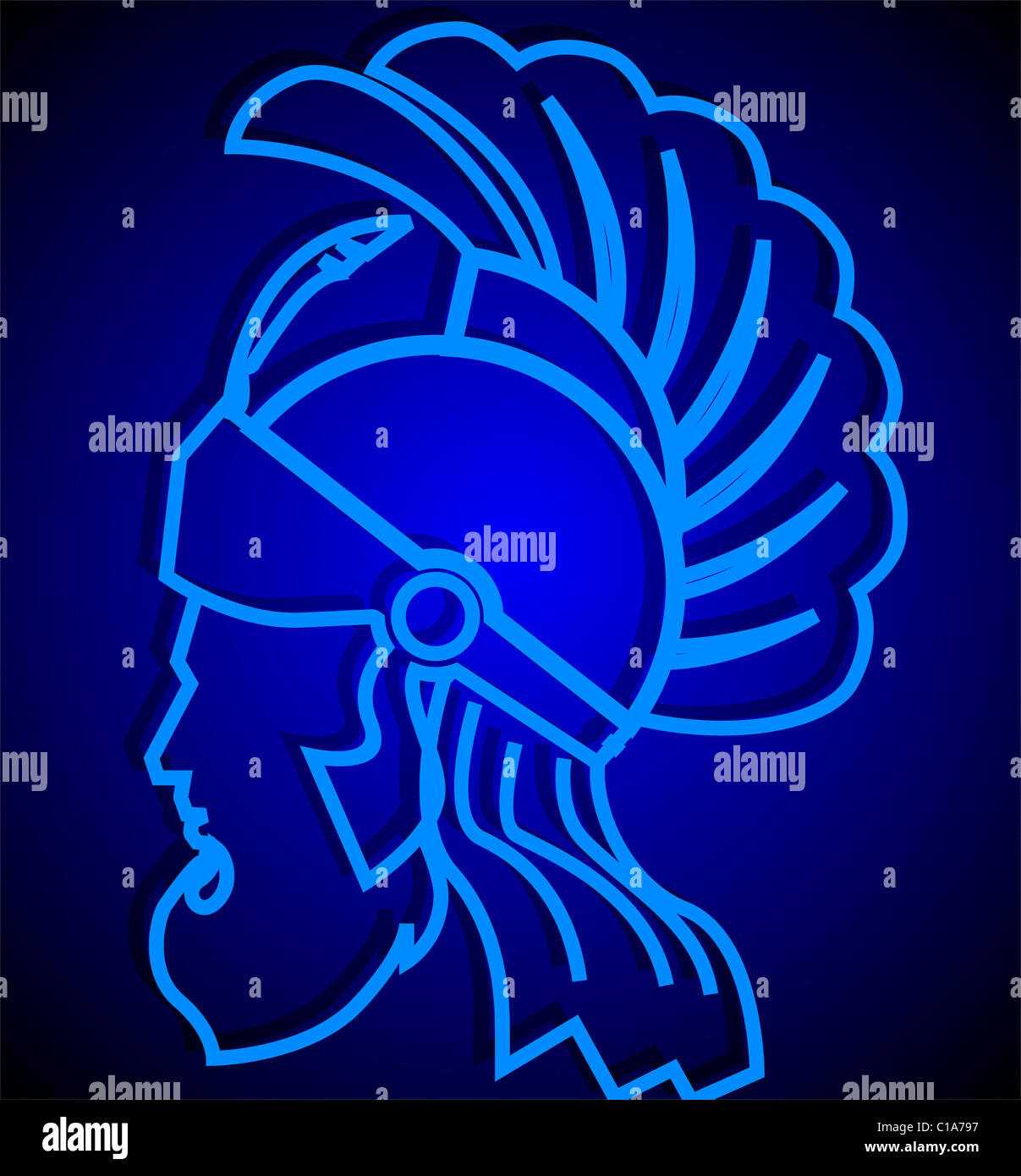 roman warrior in fluorescent blue Stock Photo - Alamy