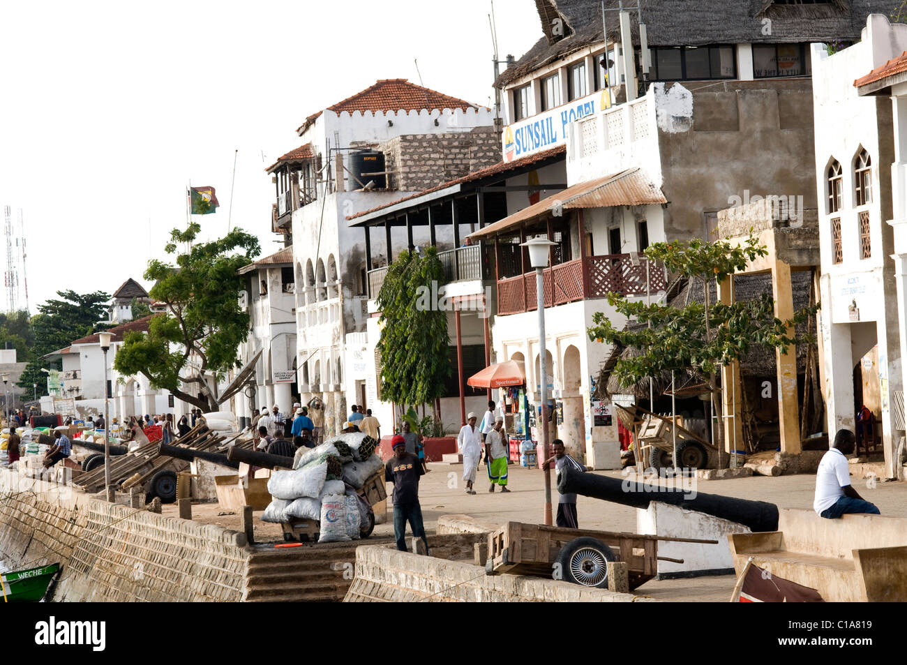 Foreshore scene, Old Stone Town, Lamu, Kenya Stock Photo - Alamy