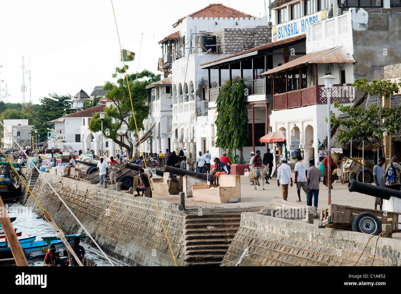 Foreshore scene, Old Stone Town, Lamu, Kenya Stock Photo - Alamy