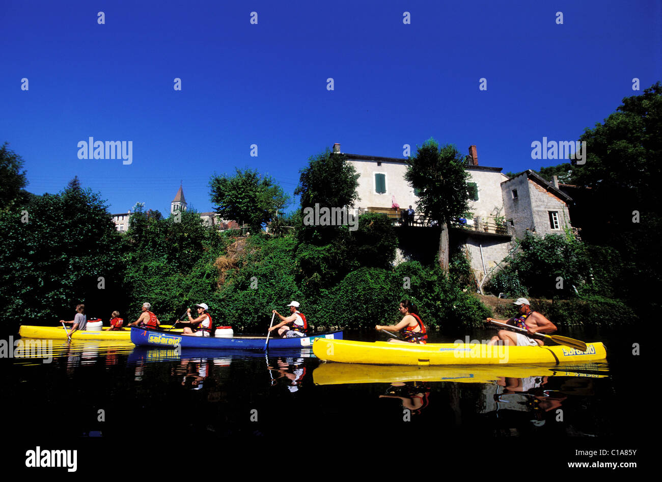 France, Lot, Cabrerets, Cele valley river in canoe Stock Photo - Alamy