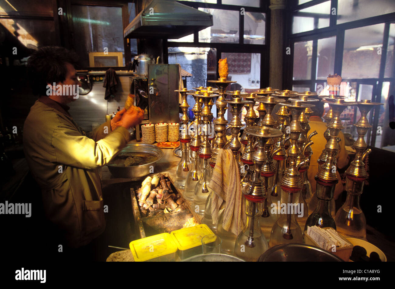 Turkey, Istanbul area, preparing Nargile water pipes Stock Photo - Alamy