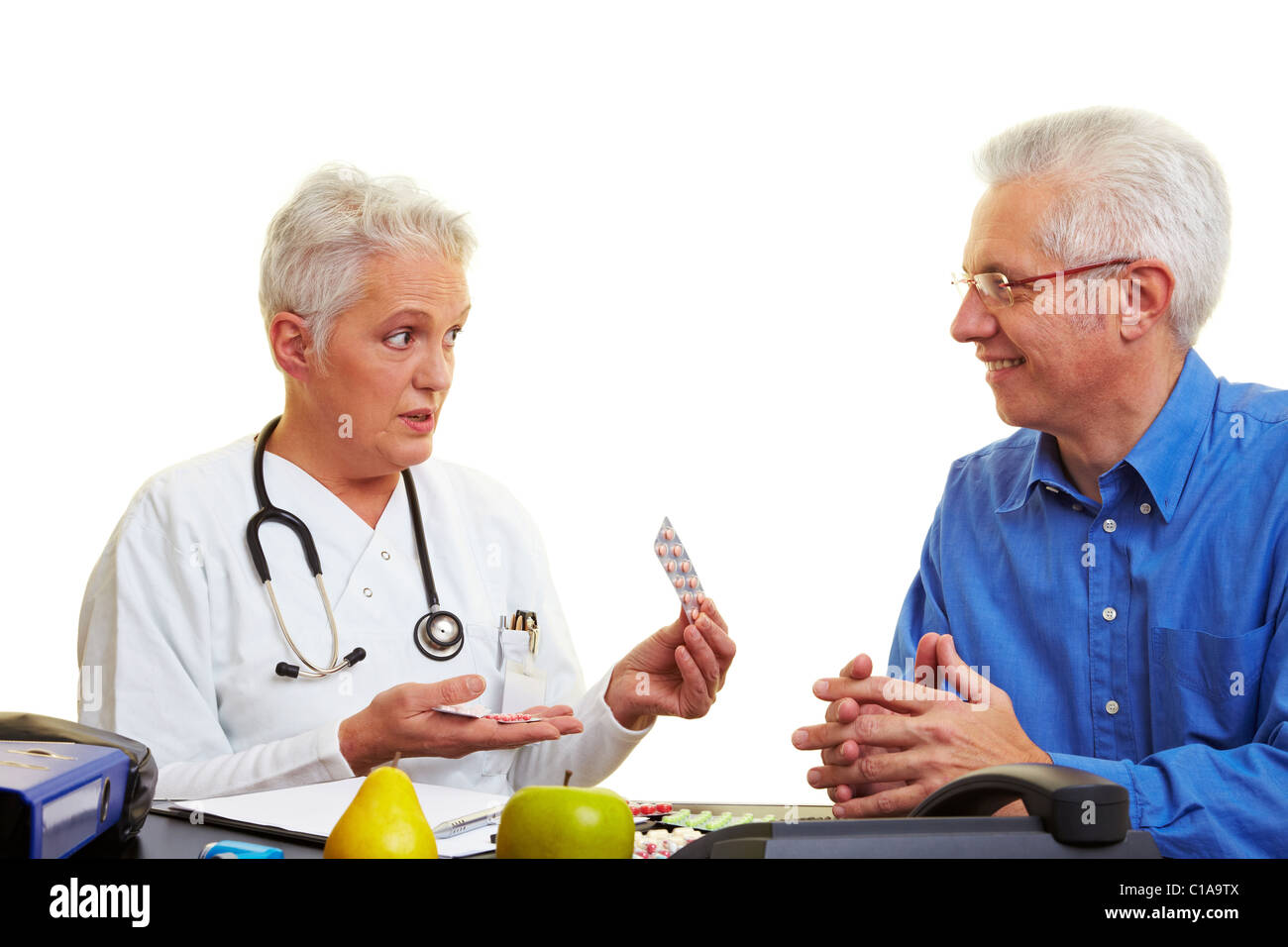 Doctor shows tablets Stock Photo - Alamy