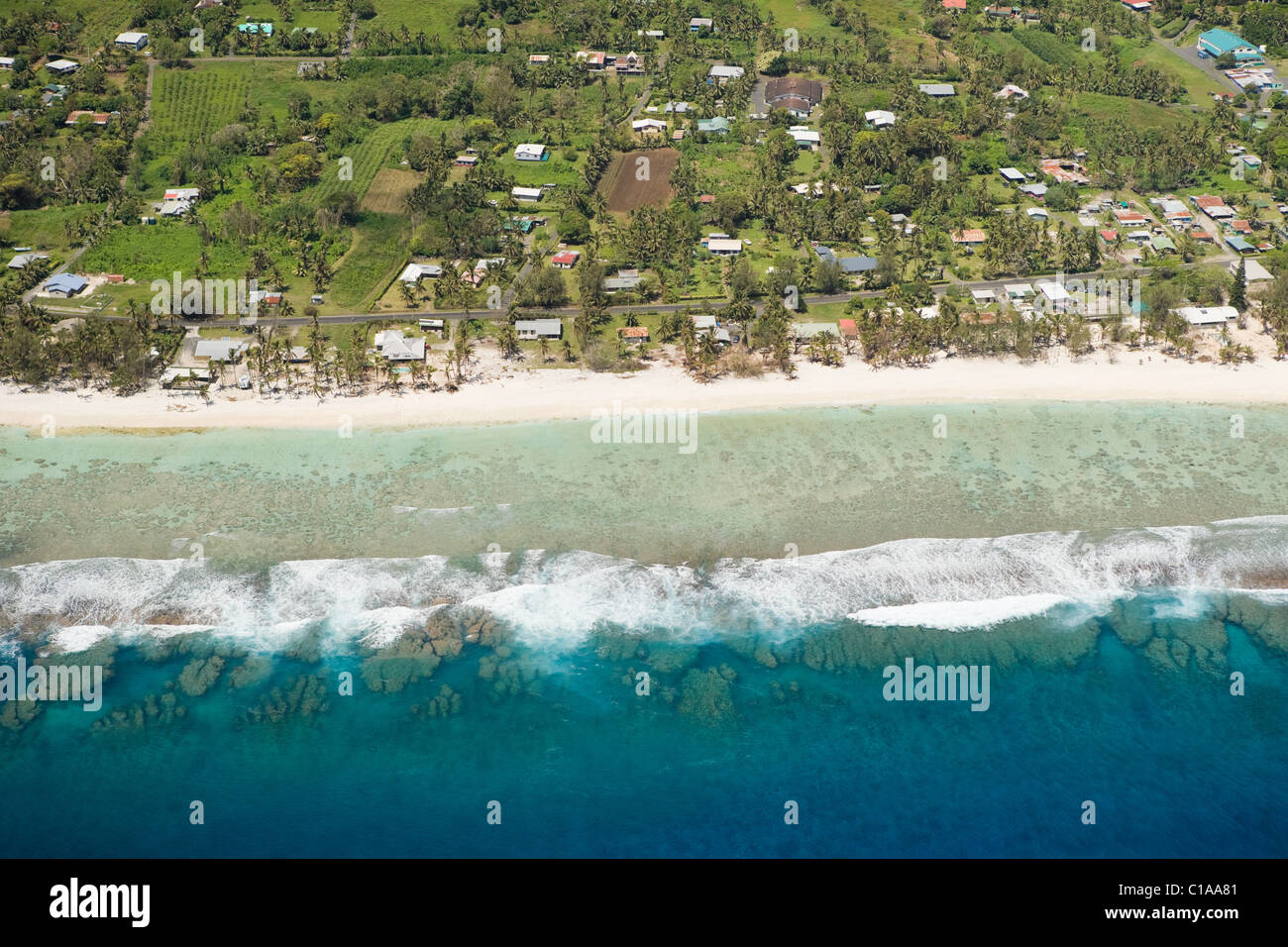 Aerial view of Cook Islands coastline Stock Photo - Alamy