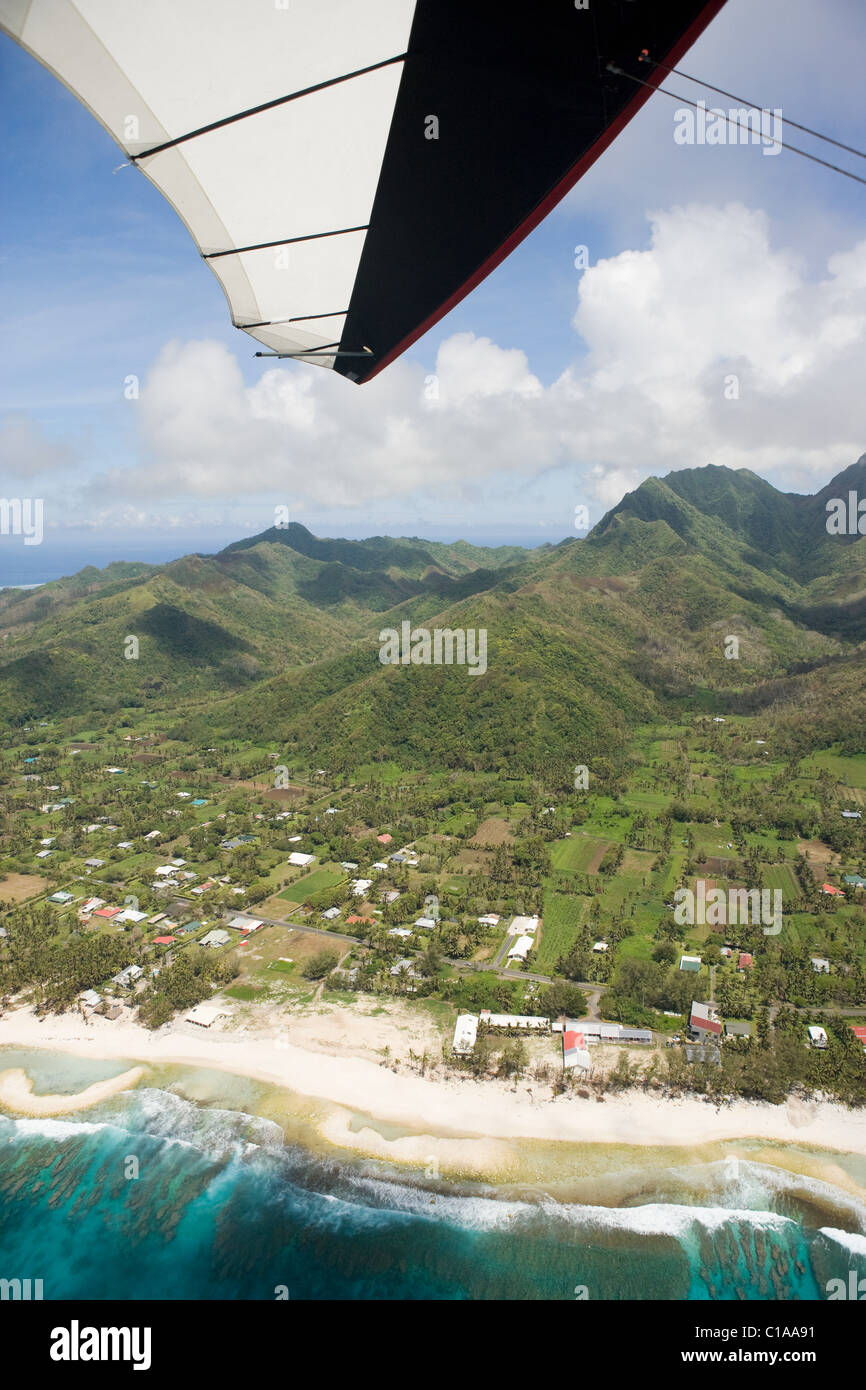 Aerial view from paraglider of Cook Islands coastline Stock Photo - Alamy