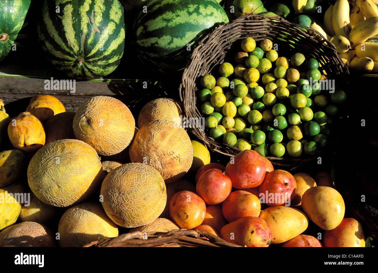 Brazil, state of Bahia, tropical fruits stand Stock Photo - Alamy