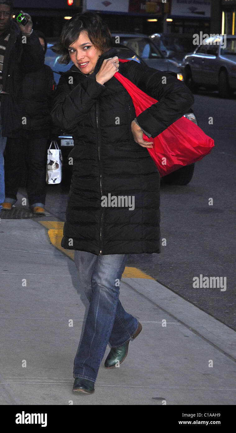 Norah Jones, outside the Ed Sullivan Theater for 'The Late Show with ...