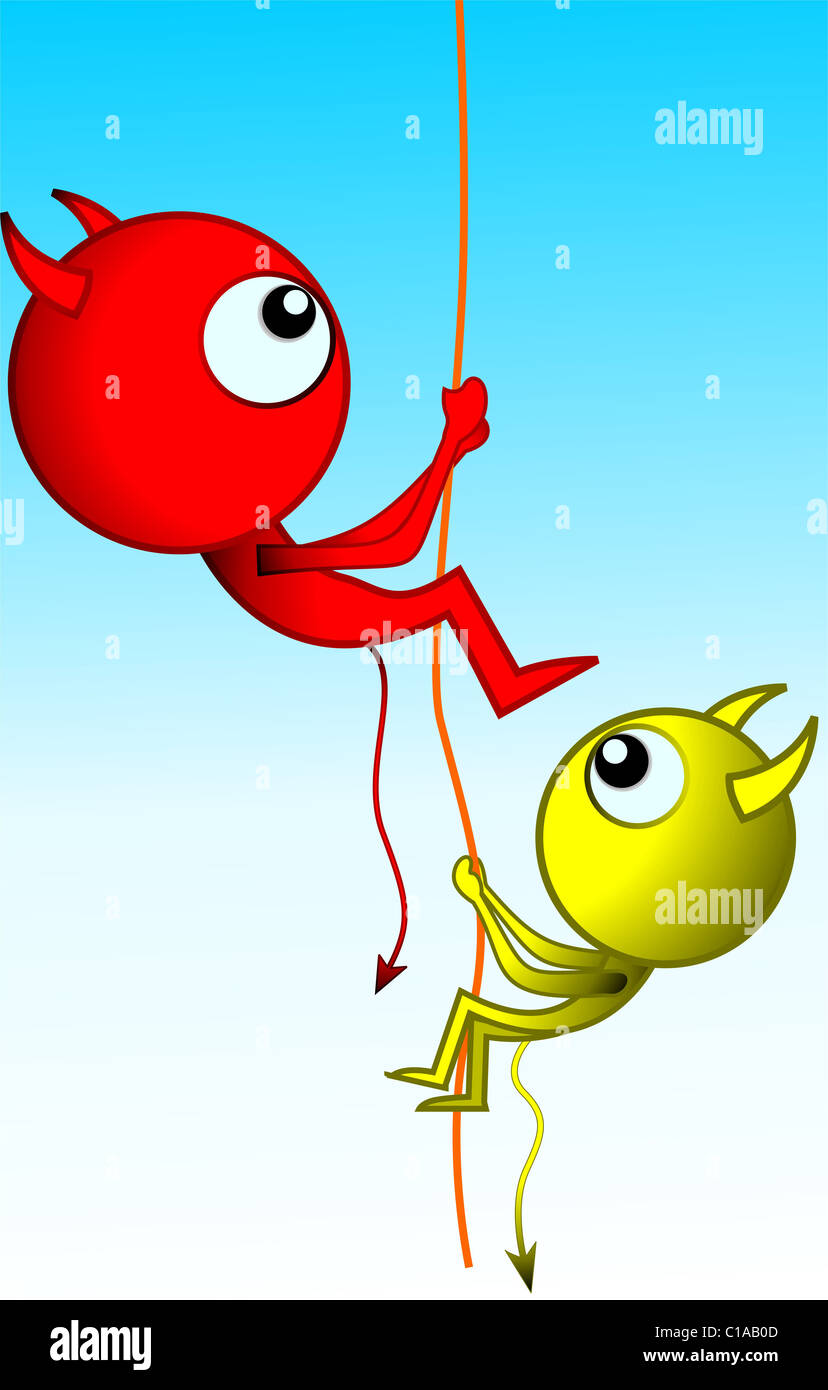 fantasy of alien climbing through rope Stock Photo - Alamy