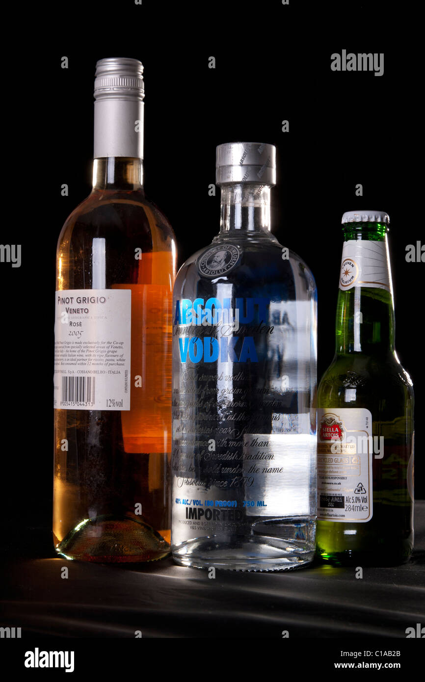 Lager Wine Vodka with Alcohol Content Showing on Label Stock Photo - Alamy