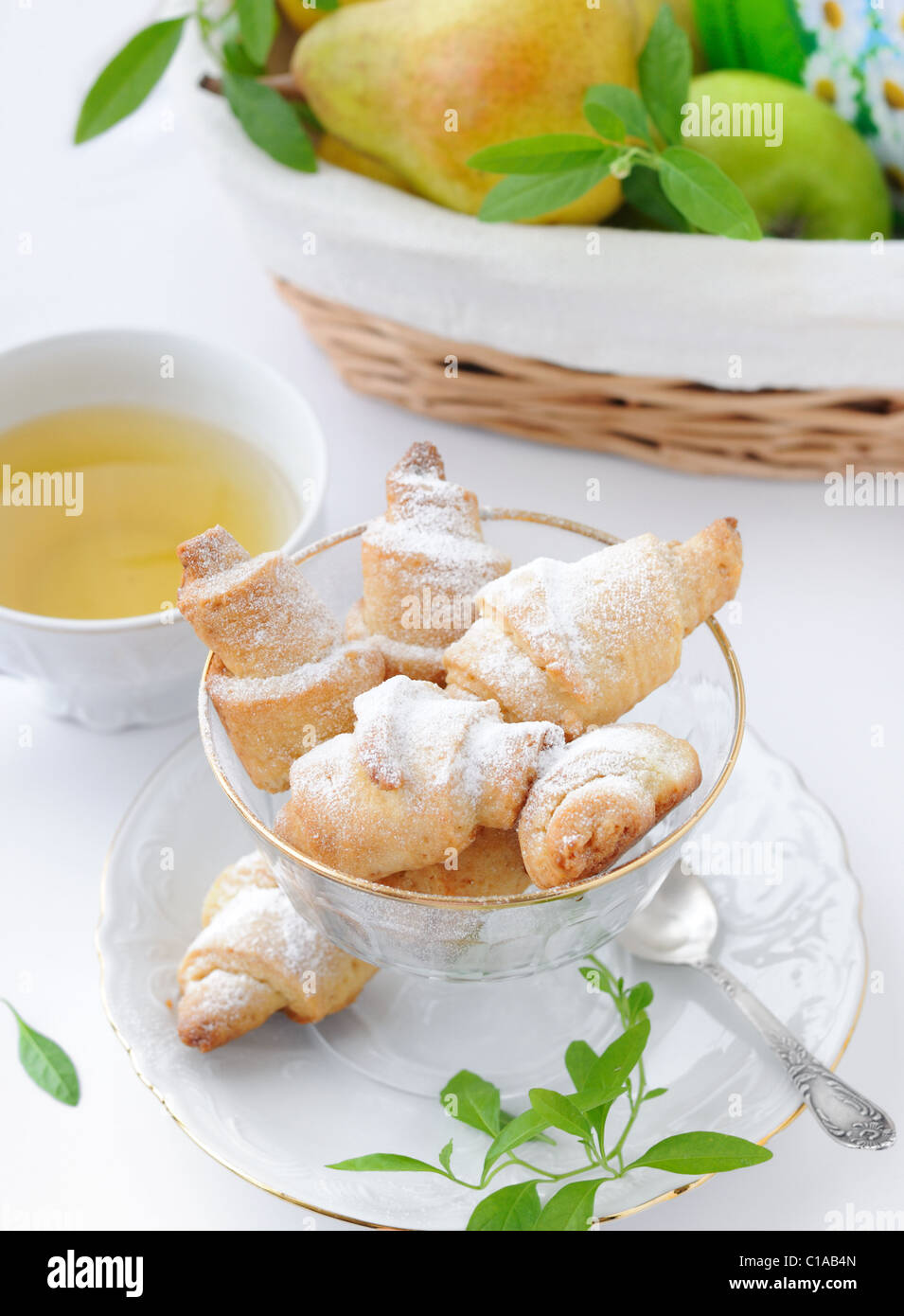 Roll сookies and tea Stock Photo - Alamy