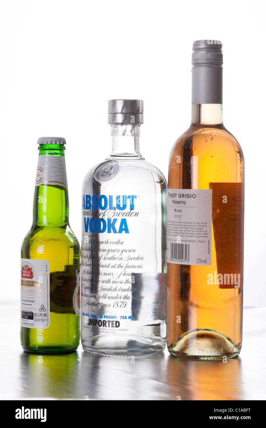 Lager Wine Vodka with Alcohol Content Showing on Label Stock Photo - Alamy