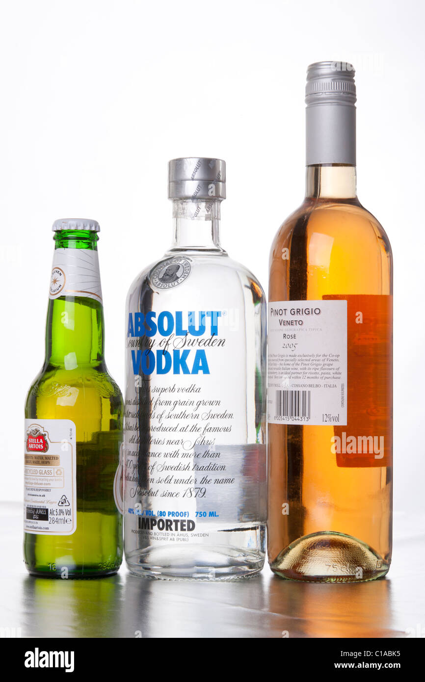 Lager Wine Vodka with Alcohol Content Showing on Label Stock Photo - Alamy