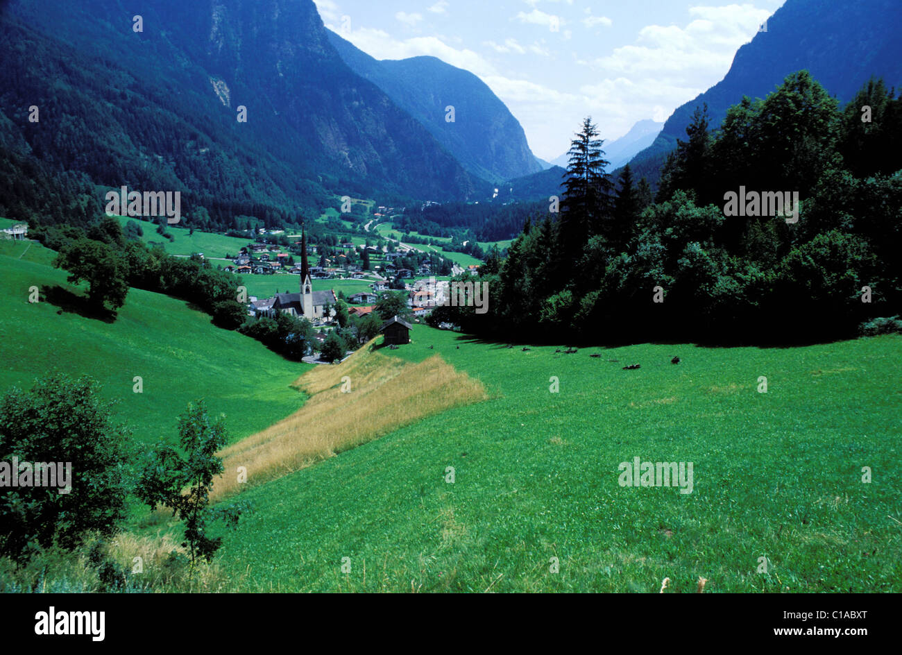 Austria, the Tyrol, village of Oetz in the valley of Otzal Stock Photo ...