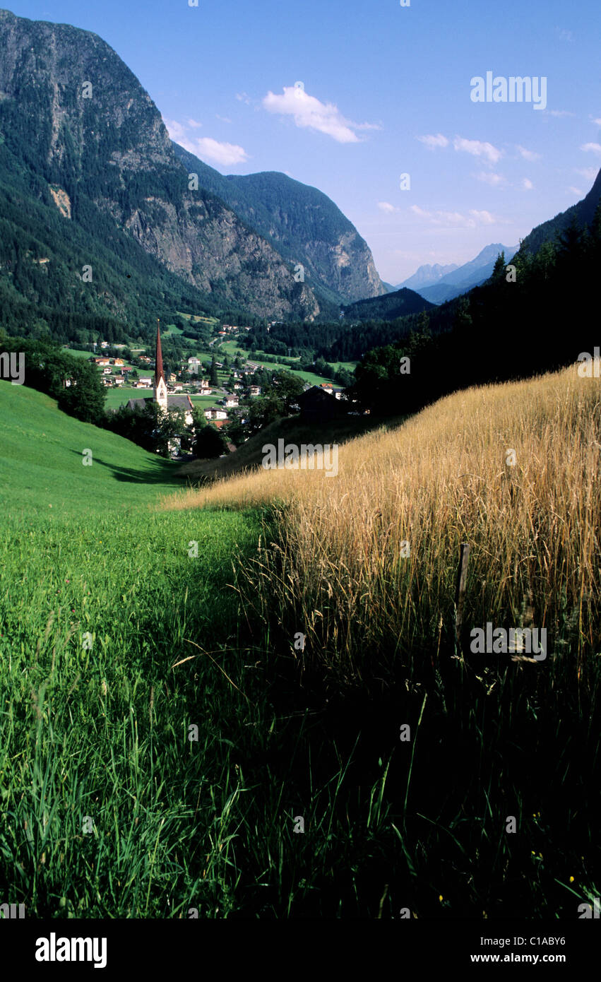 Austria, the Tyrol, village of Oetz in the valley of Otzal Stock Photo ...