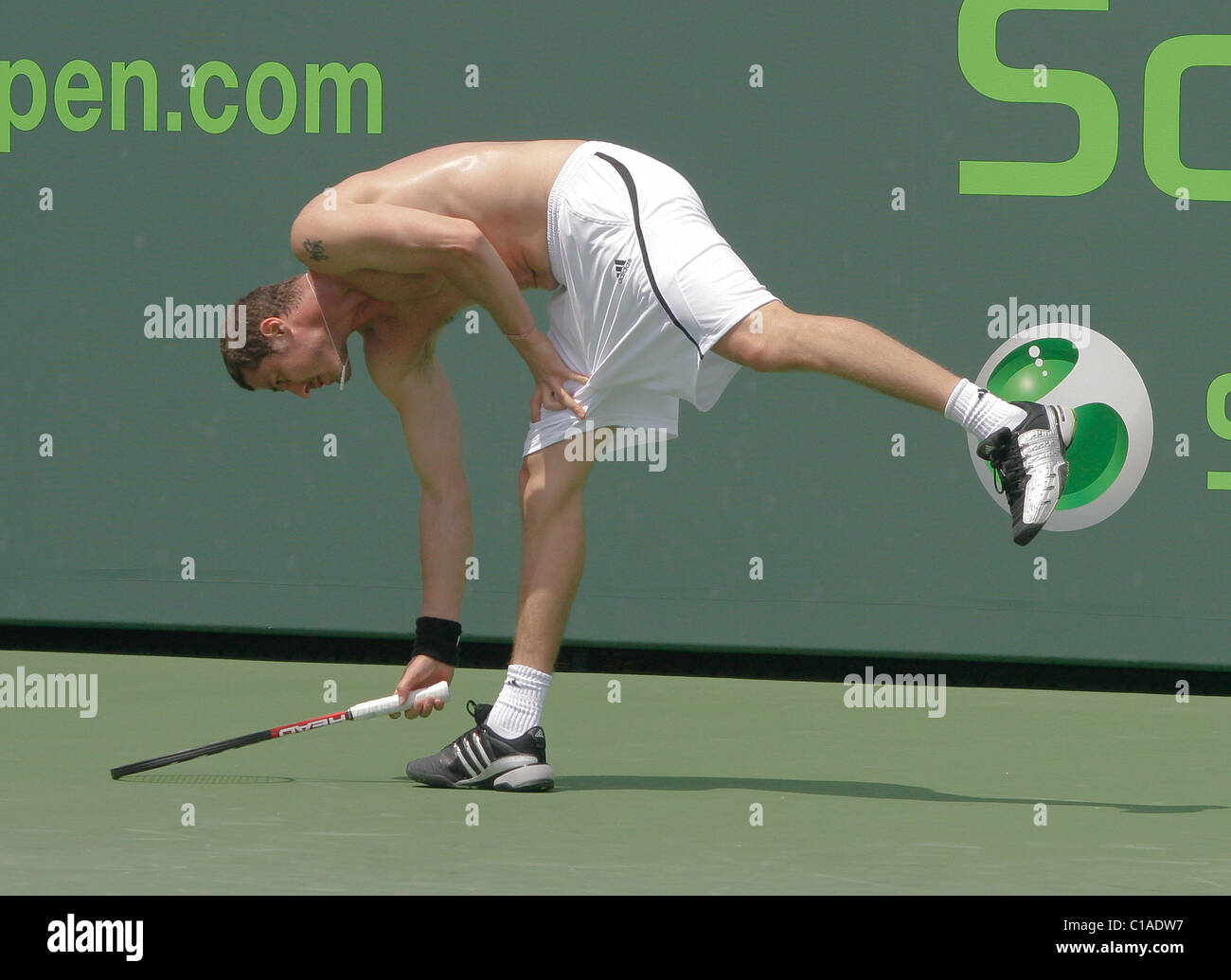 Marat Safin takes out his frustration on his racket Practice for the ...