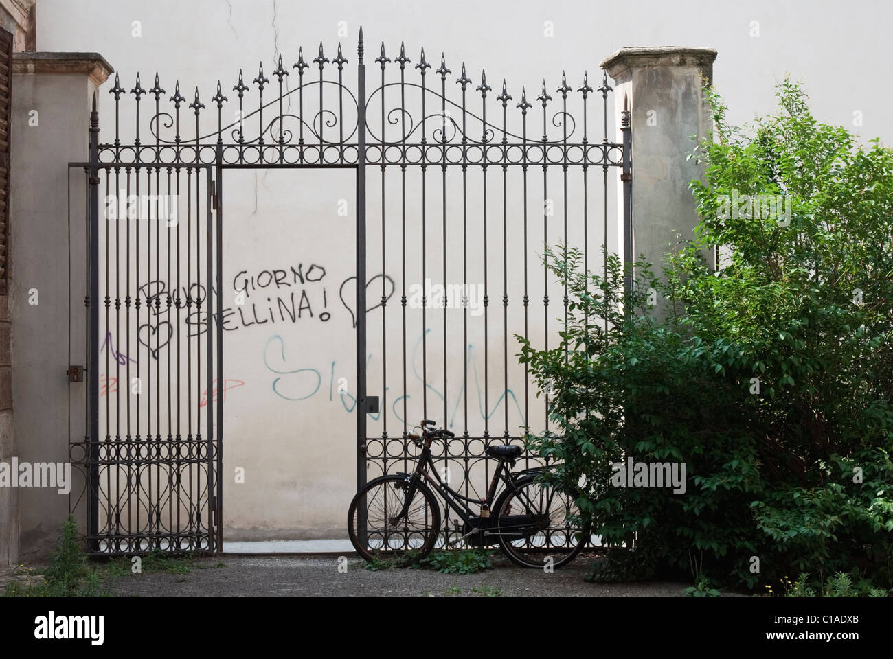 Bicycle parked gate hi-res stock photography and images - Alamy