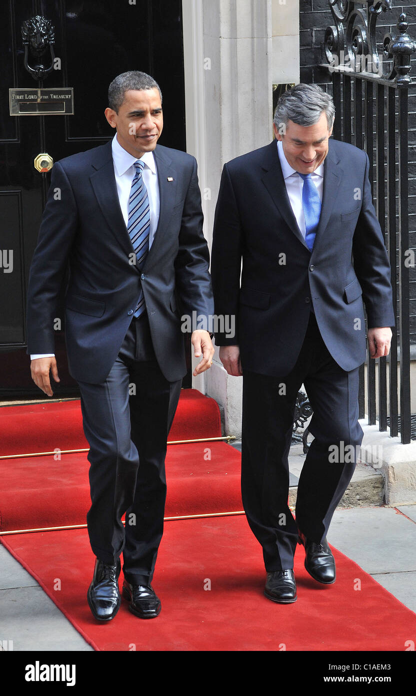 Barack Obama and Gordon Brown US President Barack Obama arrives at 10 ...